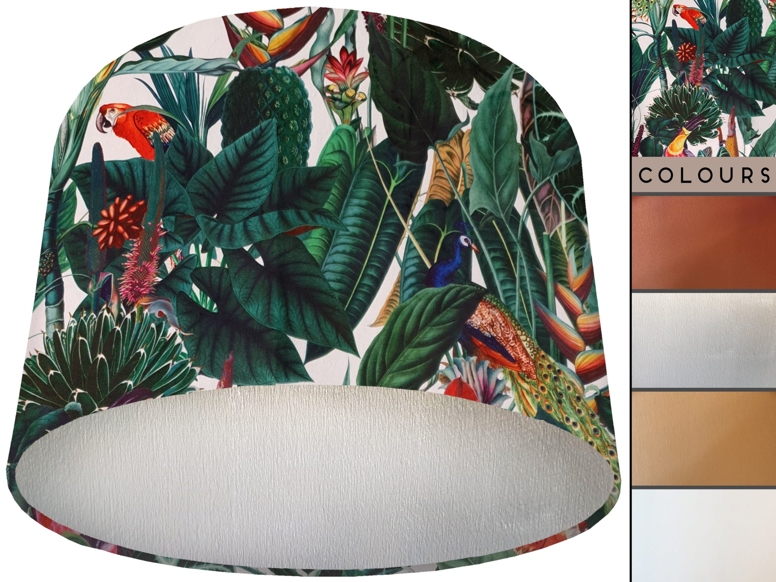 White Birds Velvet Lampshade, Tropical Velvet Light Shade - Light Owl