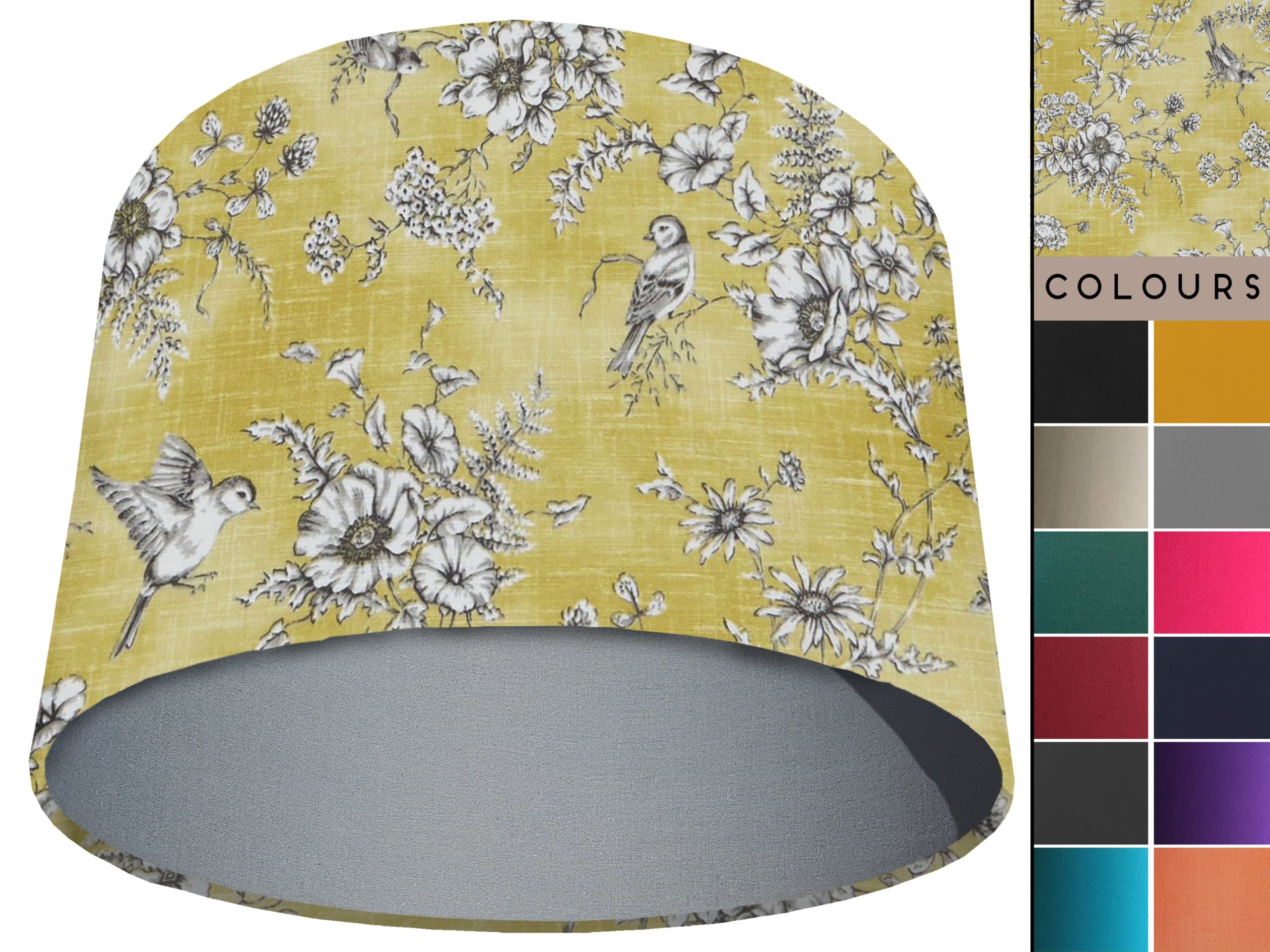 French Toile Yellow Light Shade, Country Home Interior - Light Owl