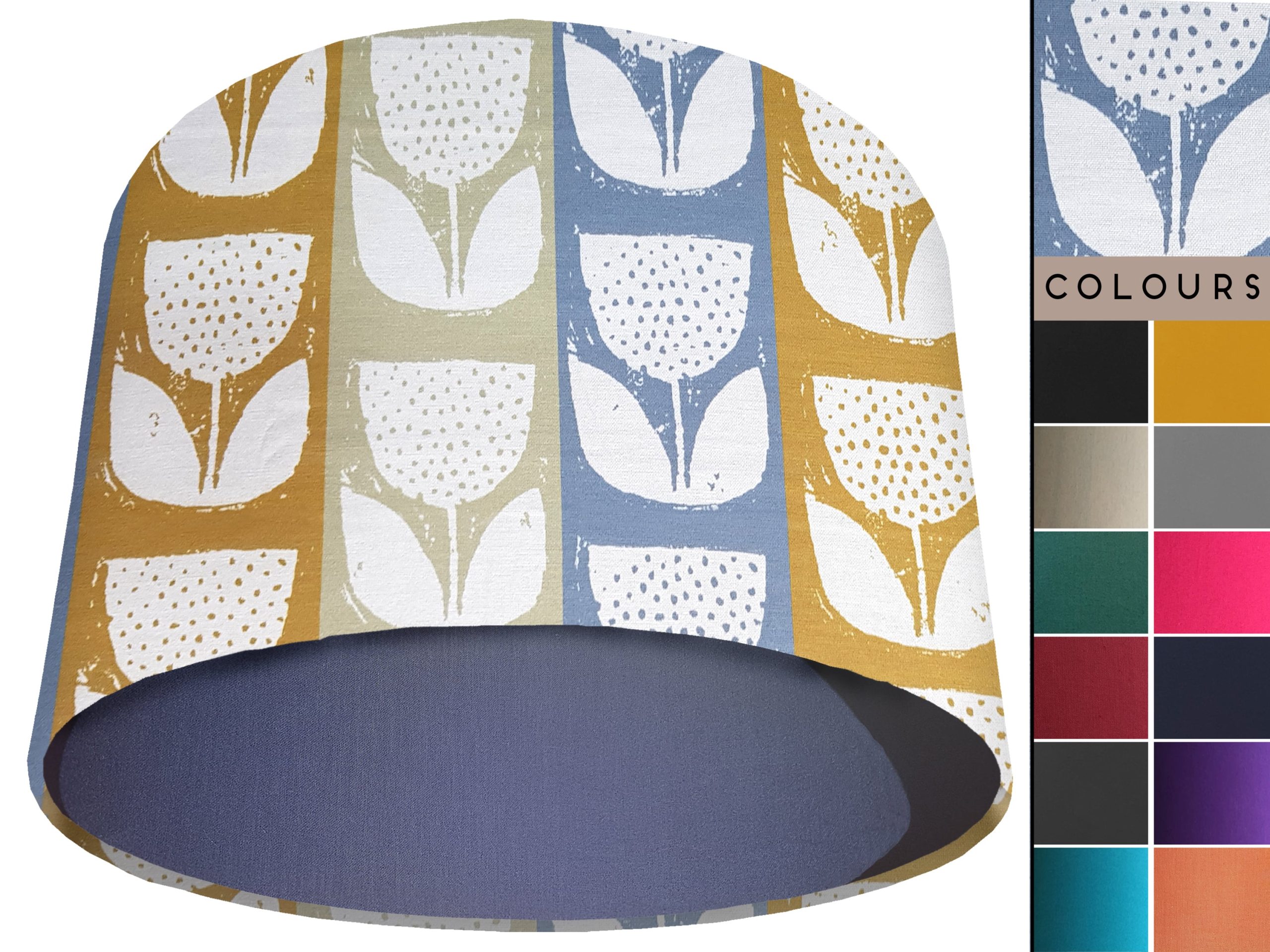 Scandi Flowers Striped Light Shade - Light Owl