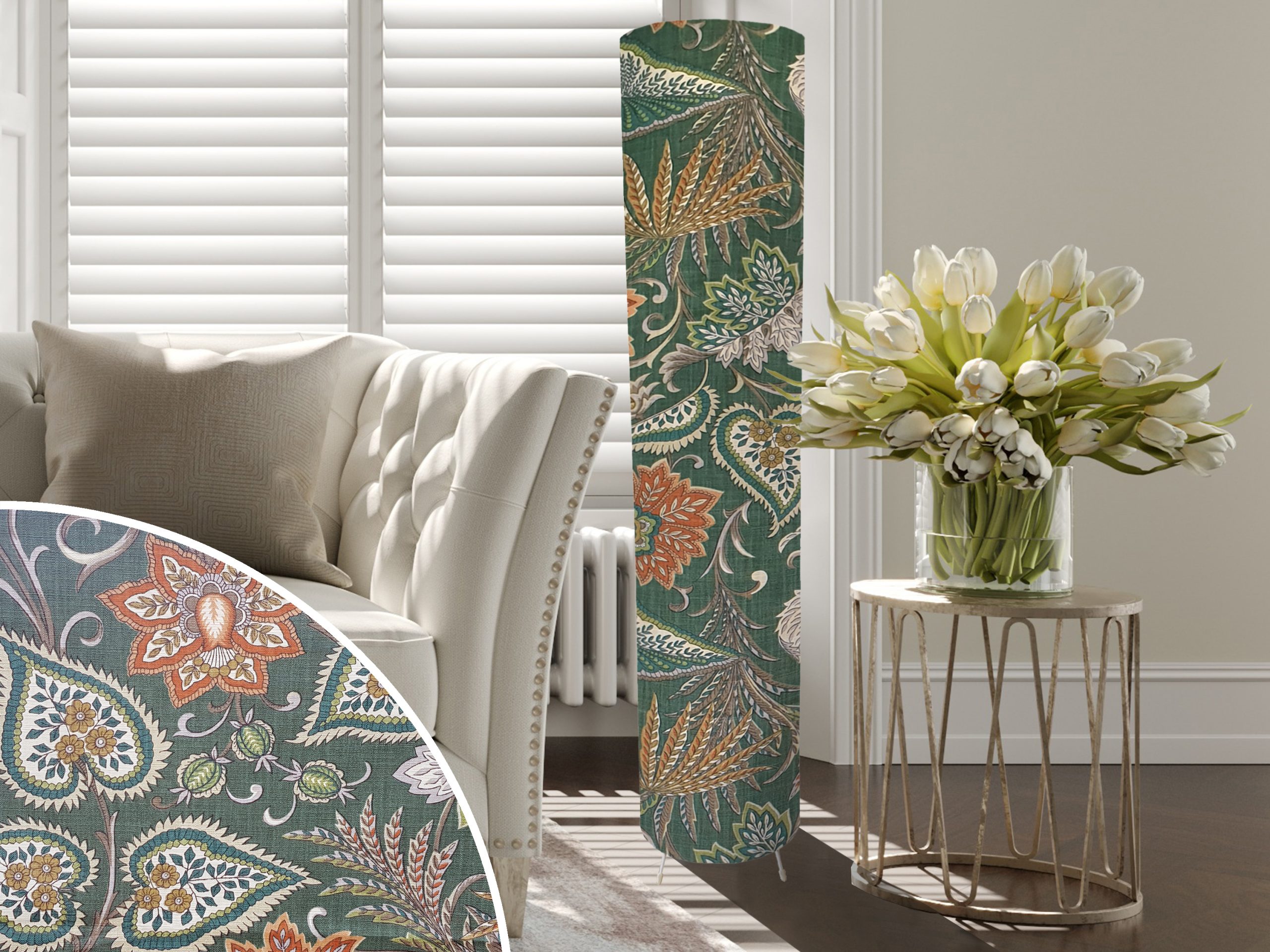 Green Country Leaf Floor Lamp, Country Home Interior - Light Owl