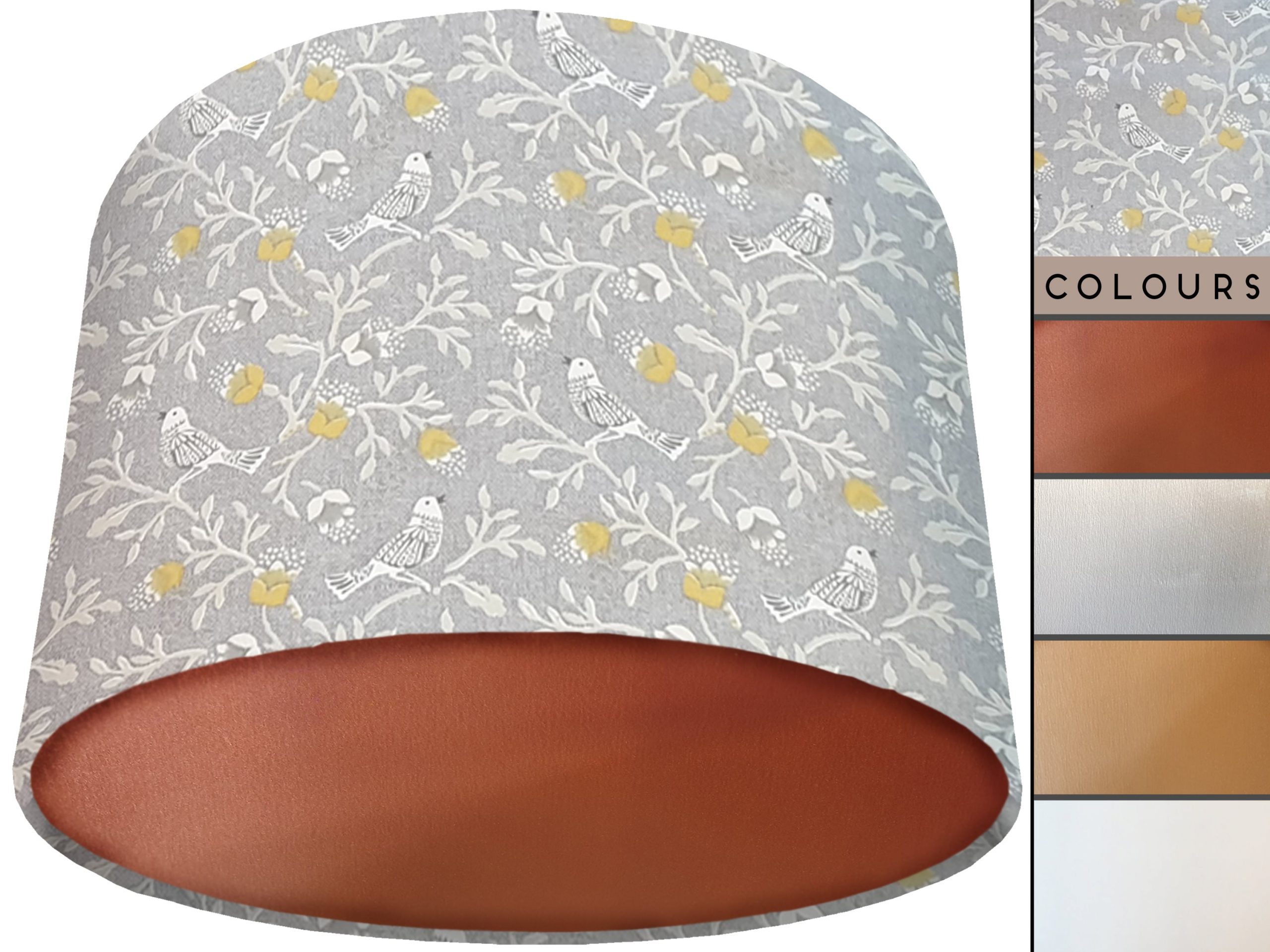 Grey Bird Botanical Lamp Shade, Country Interior Home - Light Owl