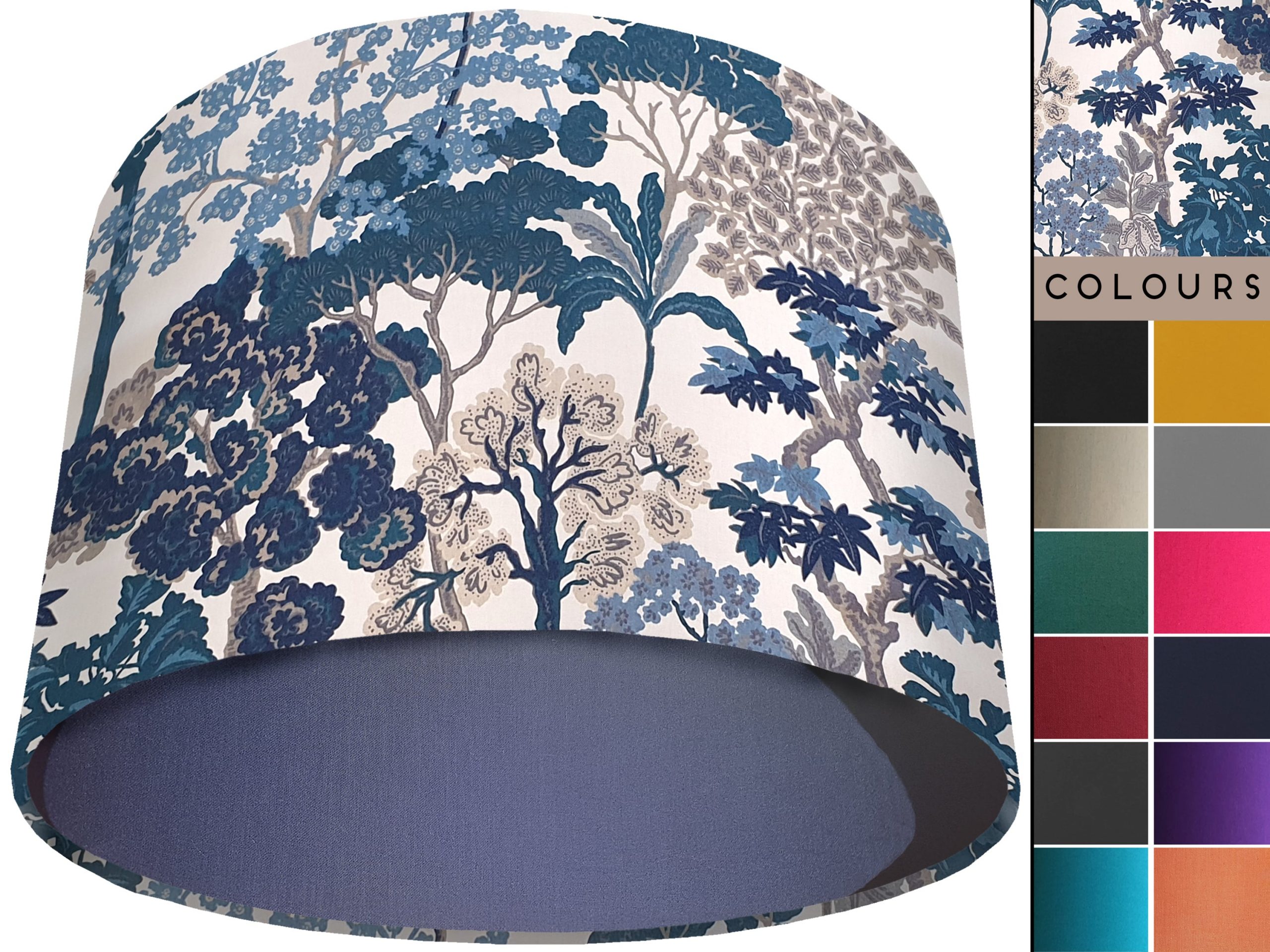 Oriental Trees Blue Light Shade, Exotic Home Interior - Light Owl
