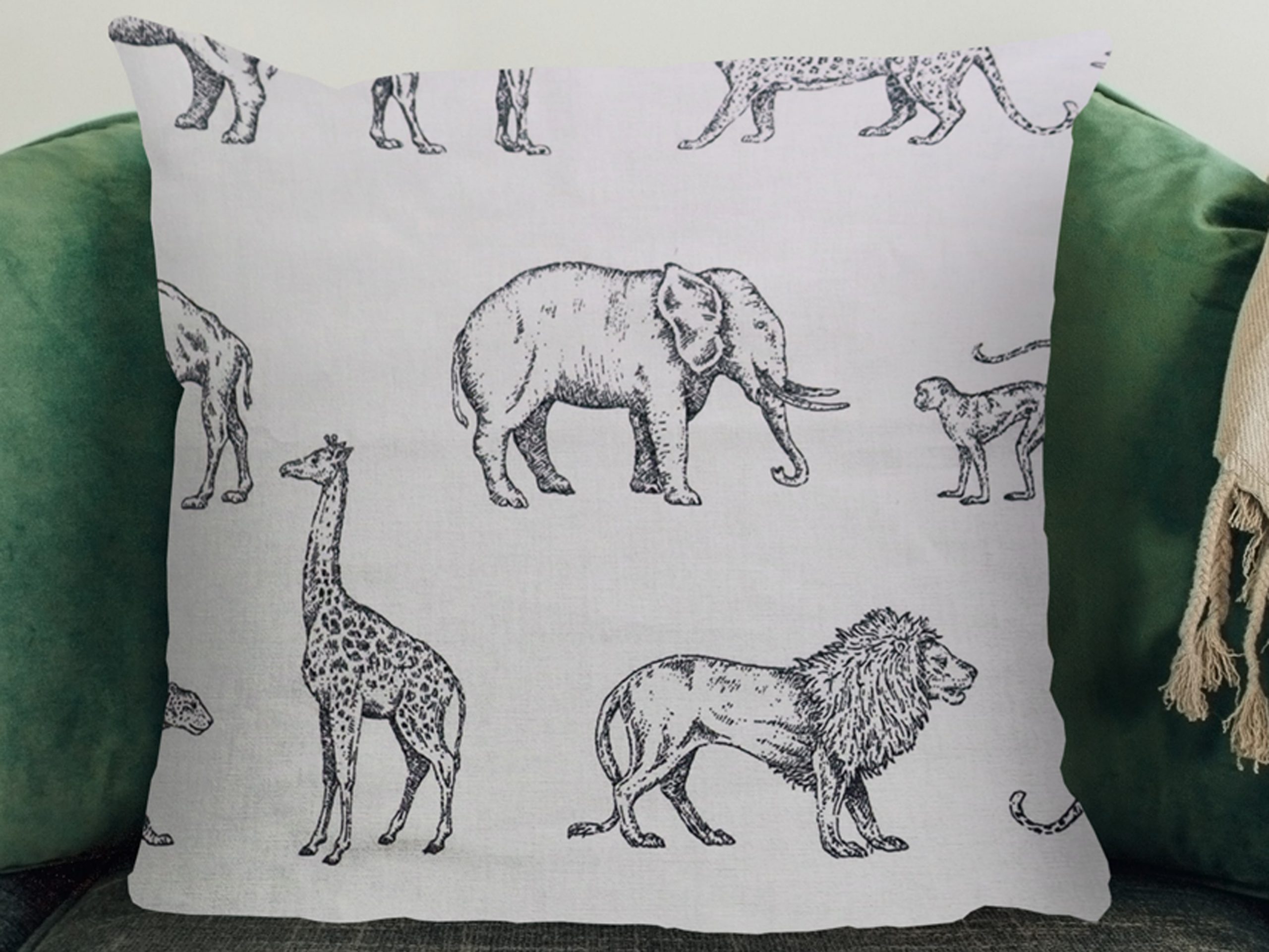 Savannah Animals Scatter Cushion, African Animal - Light Owl