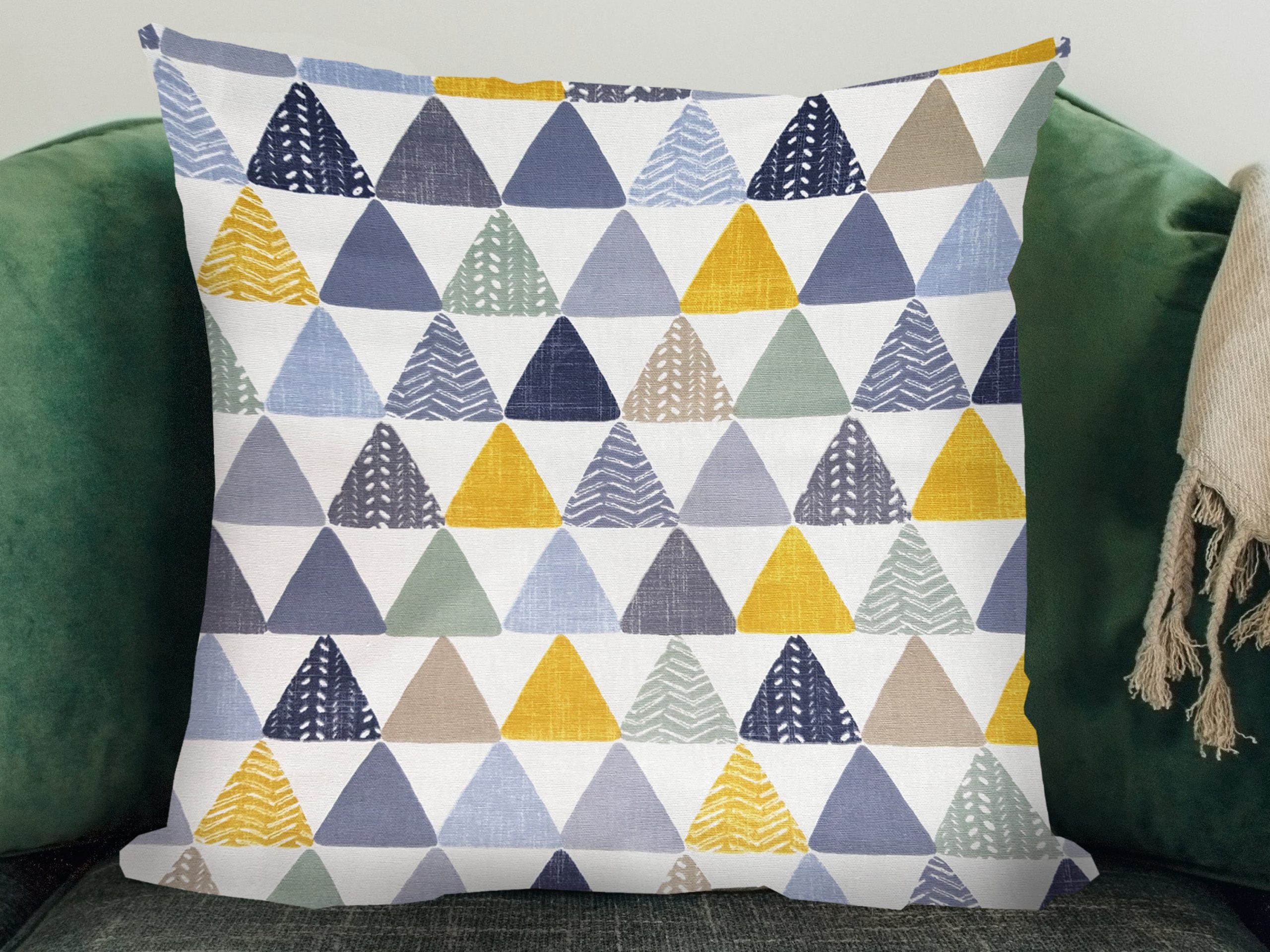 Triangles Patterned Sofa Cushion, Modern Interior - Light Owl