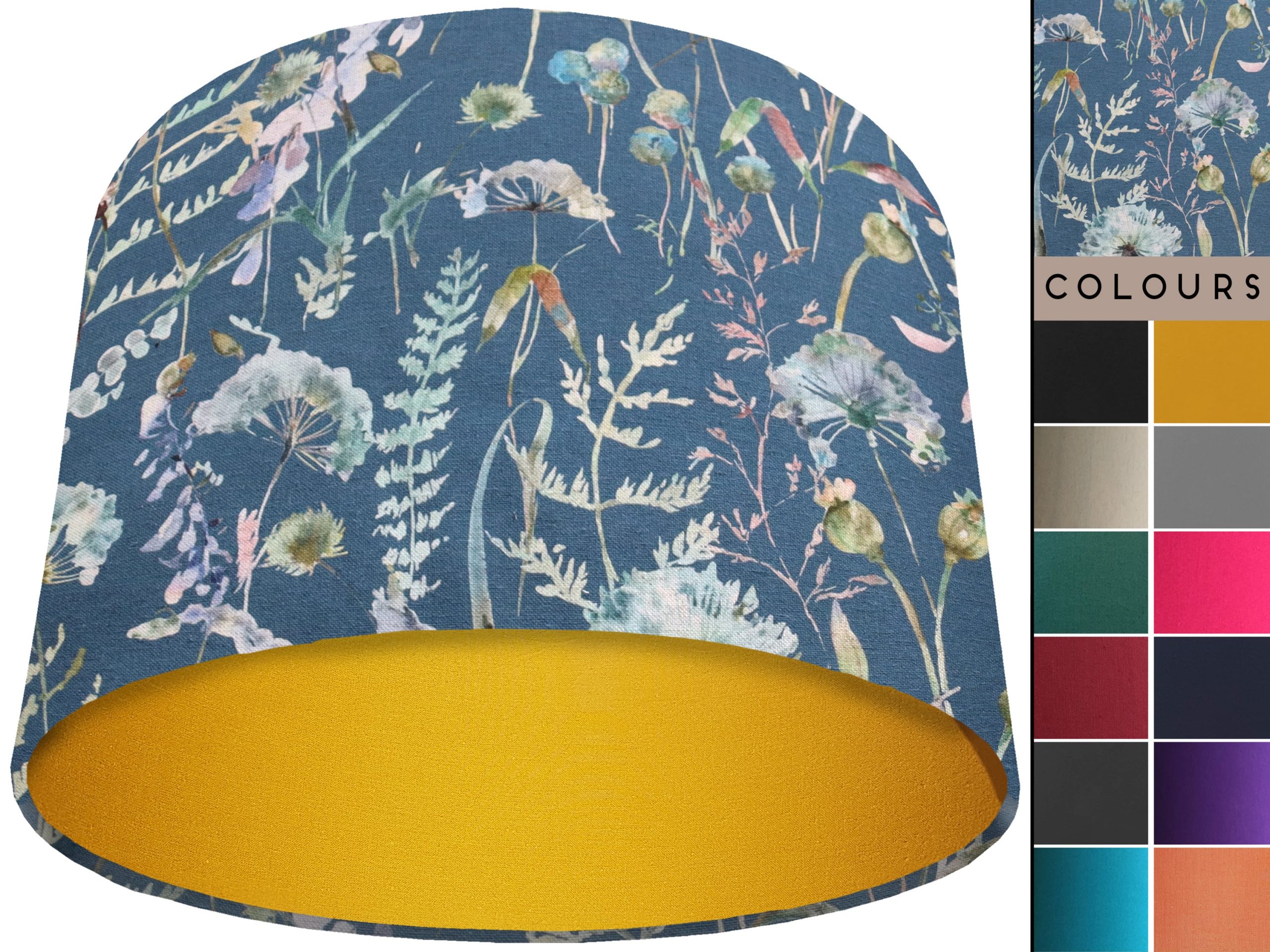 Floral Blue Light Shade, Rustic Botanical Interior - Light Owl