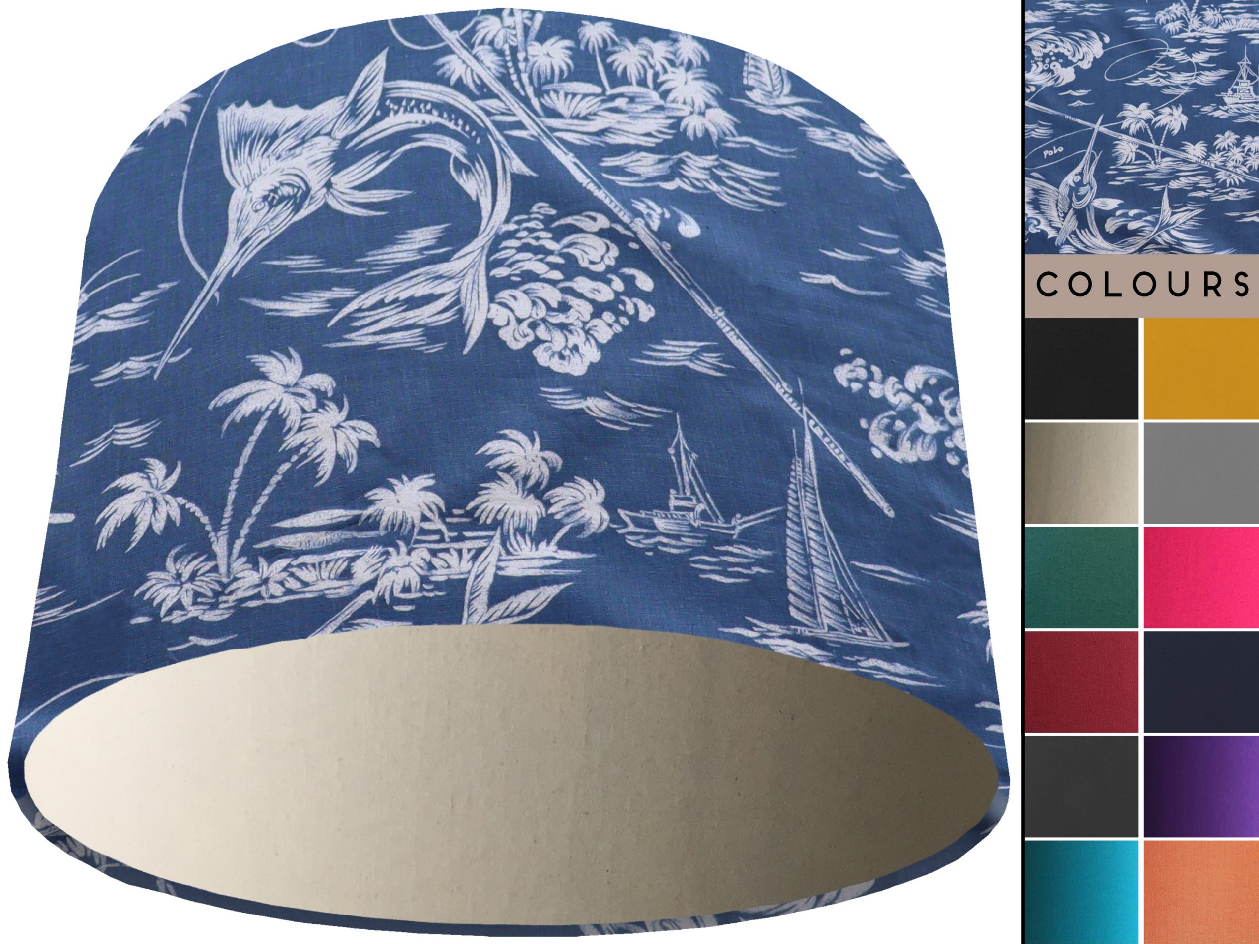 Nautical Blue Light Shade, Modern Coastal Interior - Light Owl