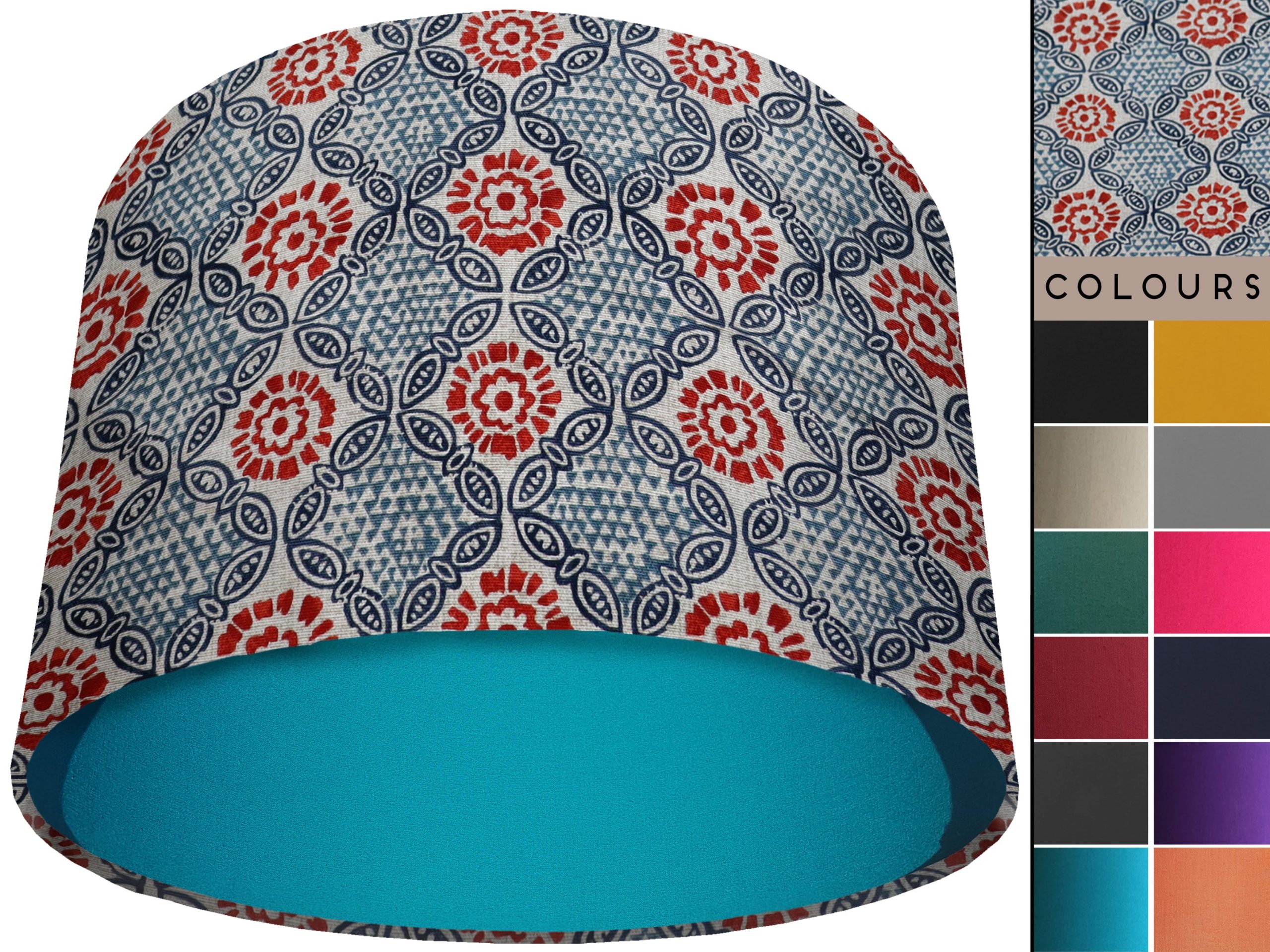 Bohemian Teal Light Shade, Contemporary Geometric - Light Owl